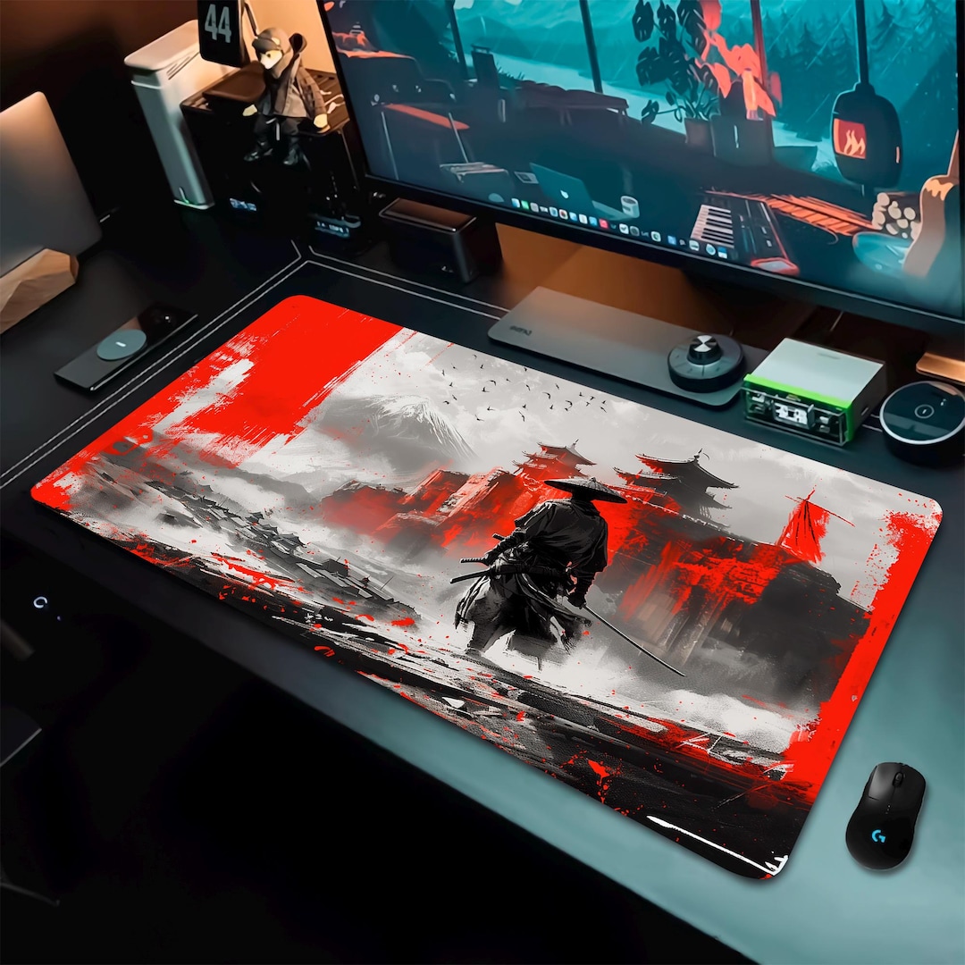 Samurai Gaming Mouse Pad, Japan Desk Mat, Samurai Print, Ronin Mousepad ...