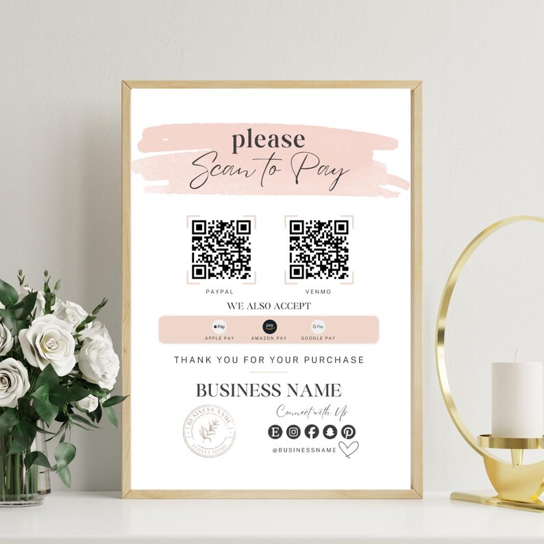 Editable Scan to Pay Sign, Custom QR Code Template, DIY Customizable ...