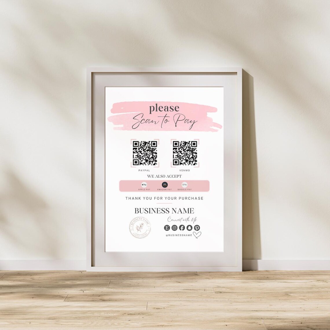 Editable Scan to Pay Sign, Custom QR Code Template, DIY Customizable ...
