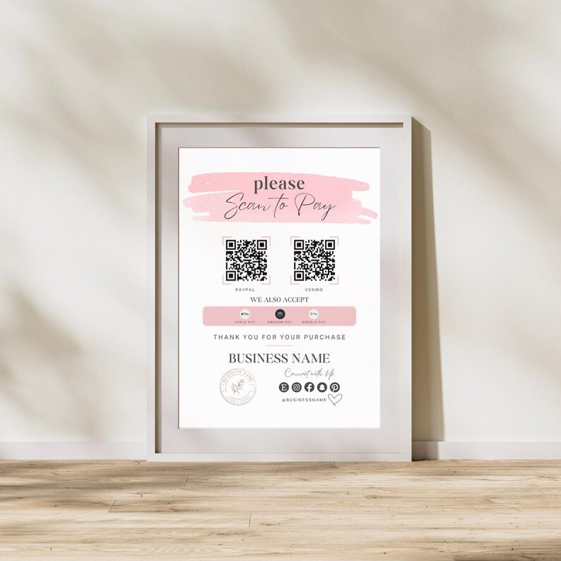 Editable Scan to Pay Sign, Custom QR Code Template, DIY Customizable ...