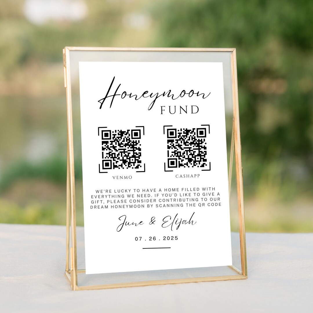Wedding QR Code Sign Canva Template | Honeymoon Fund Printable | Scan ...