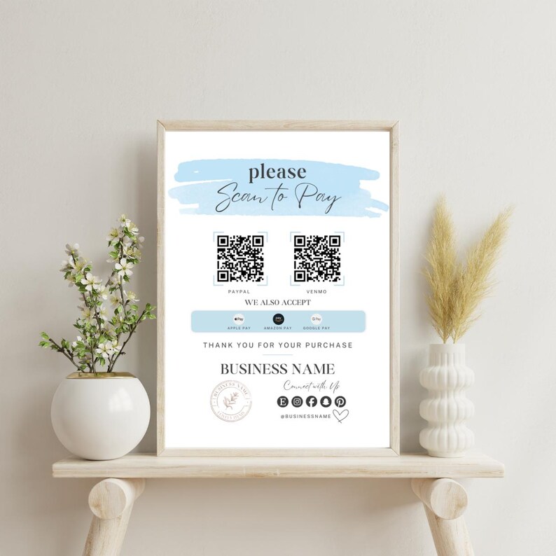 Letrero editable para escanear y pagar, plantilla de código QR ...