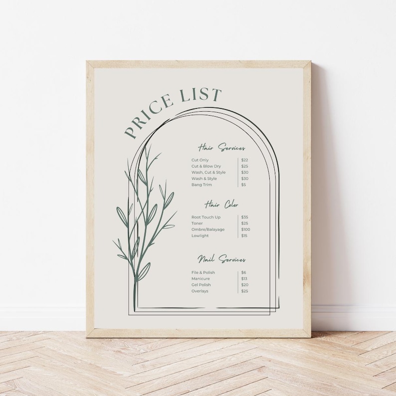 Custom Price List Template, DIY Small Business Sign, Editable Canva ...