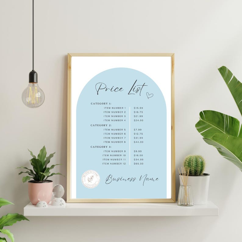 Custom Price List Template, DIY Small Business Sign, Editable Canva ...