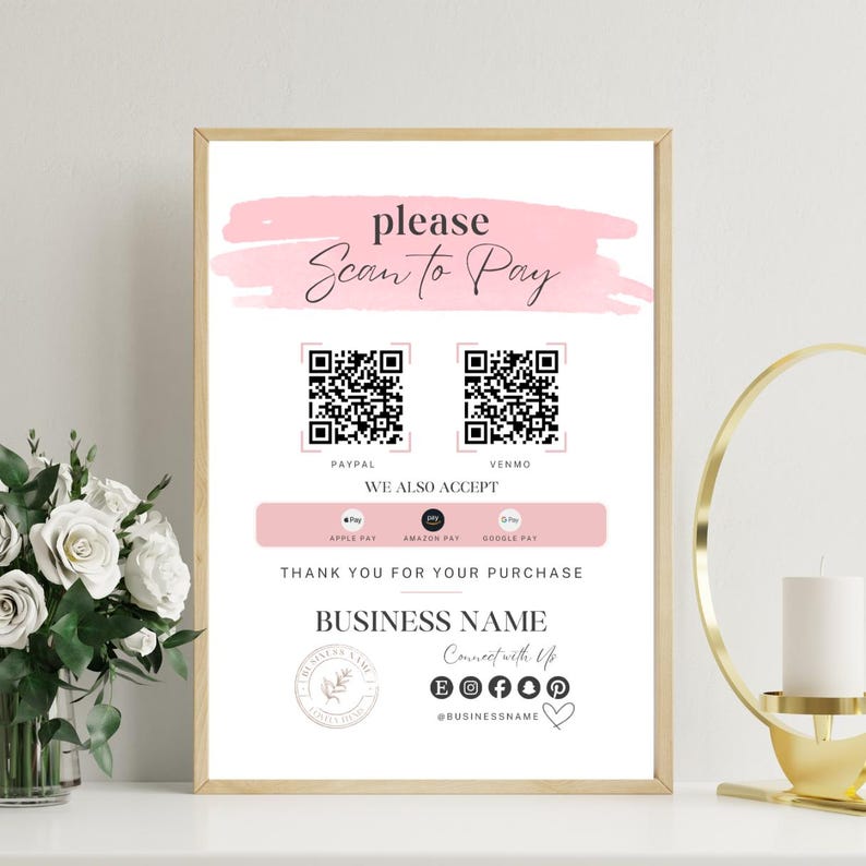 Editable Scan to Pay Sign, Custom QR Code Template, DIY Customizable ...