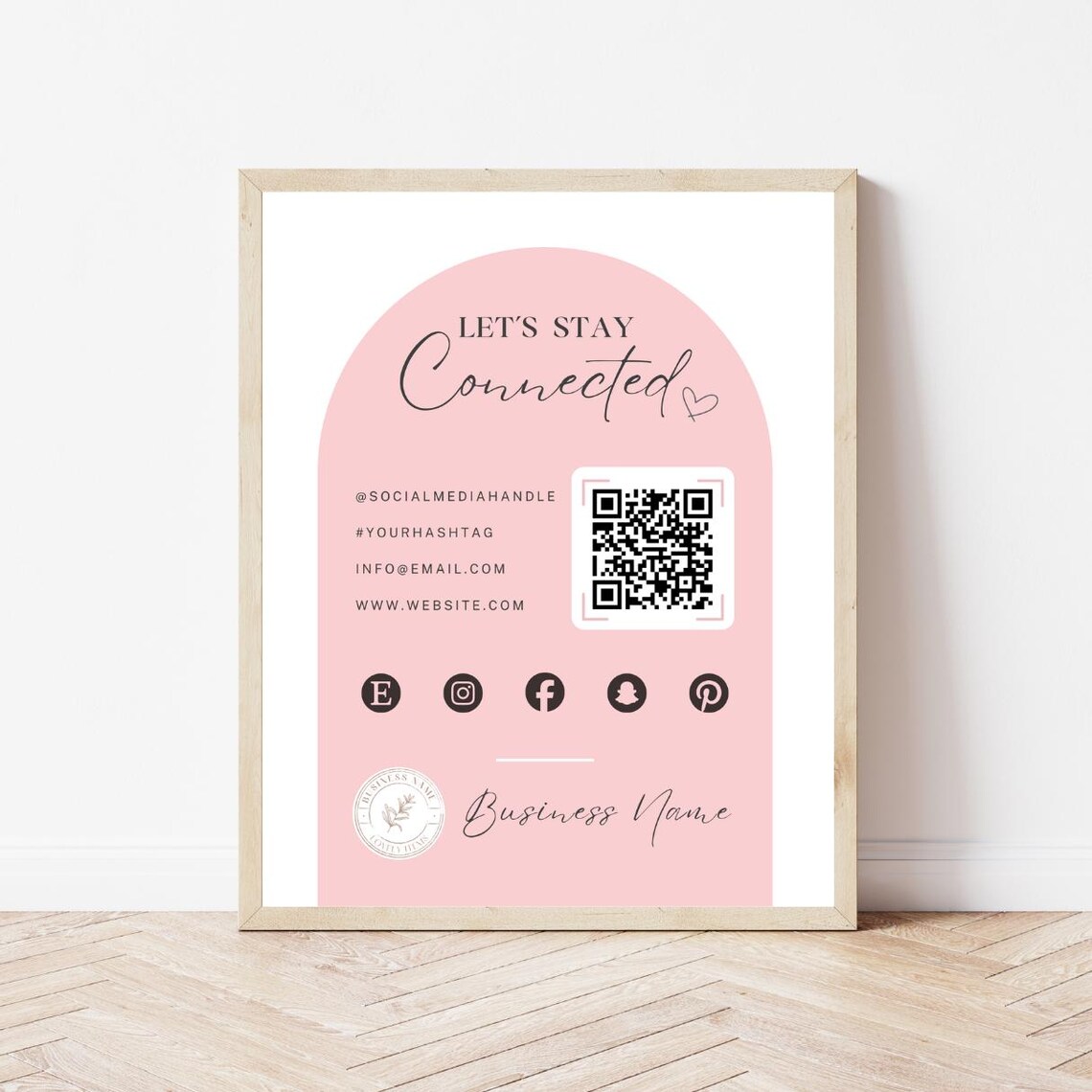 Social Media Sign Template, Custom QR Code Canva Template, Connect With ...