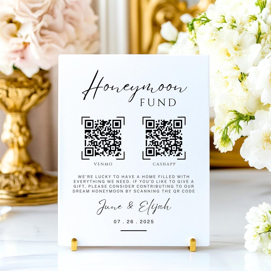 Wedding QR Code Sign Canva Template | Honeymoon Fund Printable | Scan ...