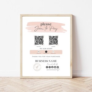 Editable Scan to Pay Sign, Custom QR Code Template, DIY Customizable ...