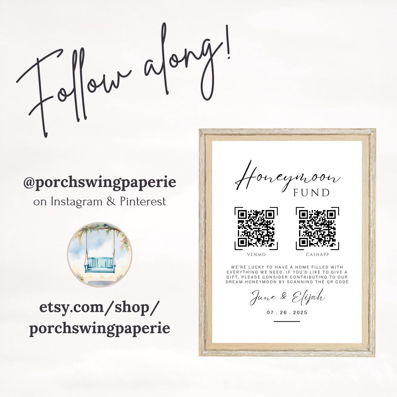 Wedding QR Code Sign Canva Template | Honeymoon Fund Printable | Scan ...