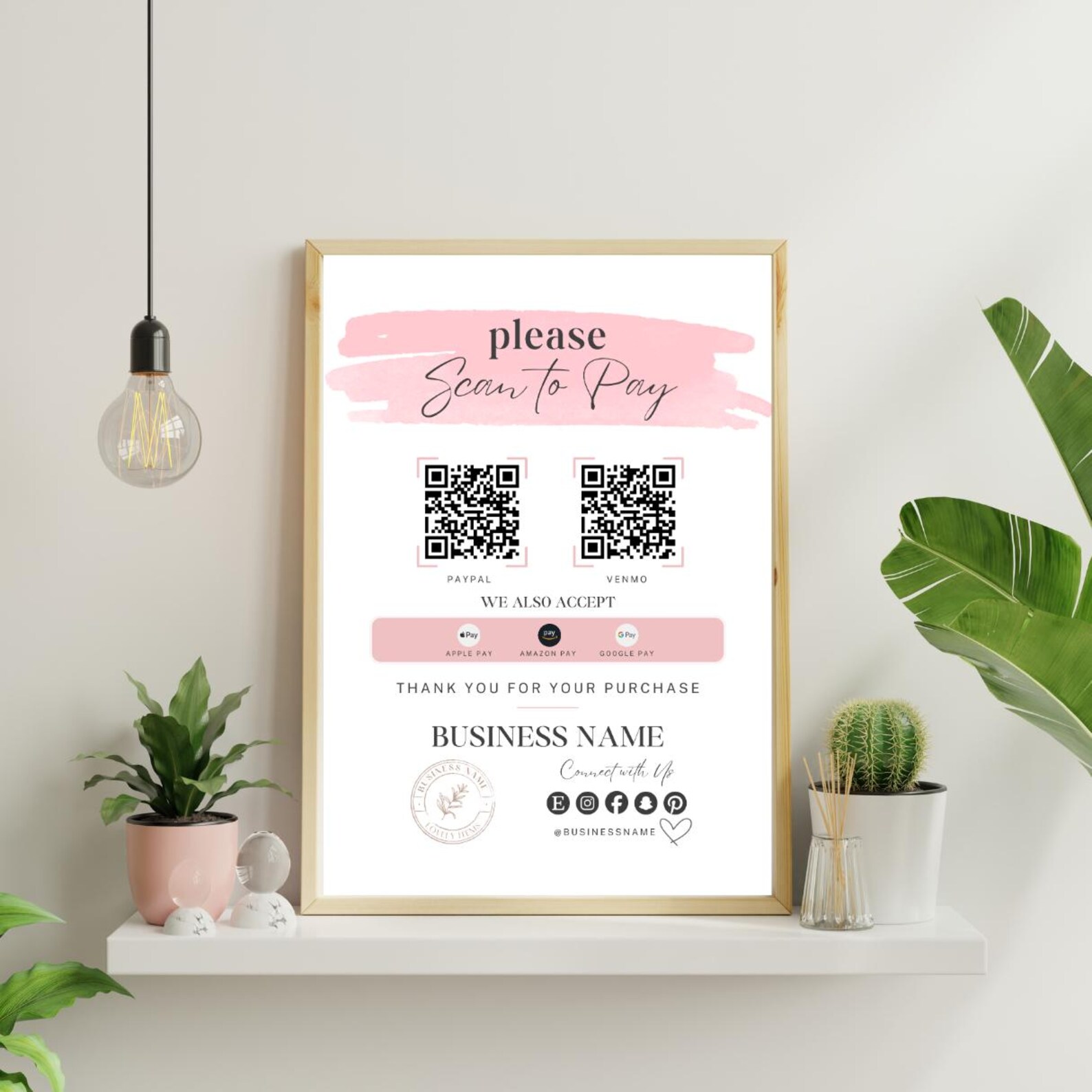 Editable Scan to Pay Sign, Custom QR Code Template, DIY Customizable ...