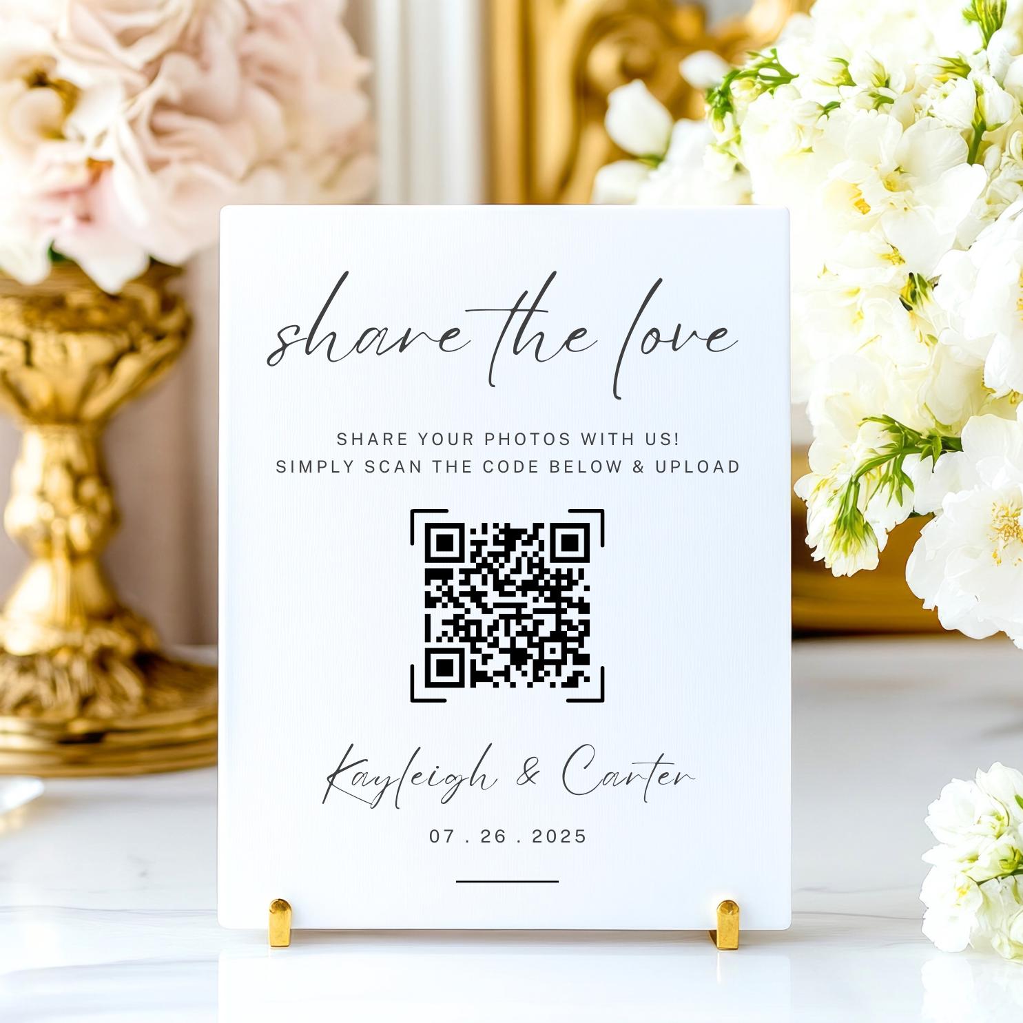 Custom Wedding QR Code Sign | Upload Photos for Bride & Groom | Canva ...