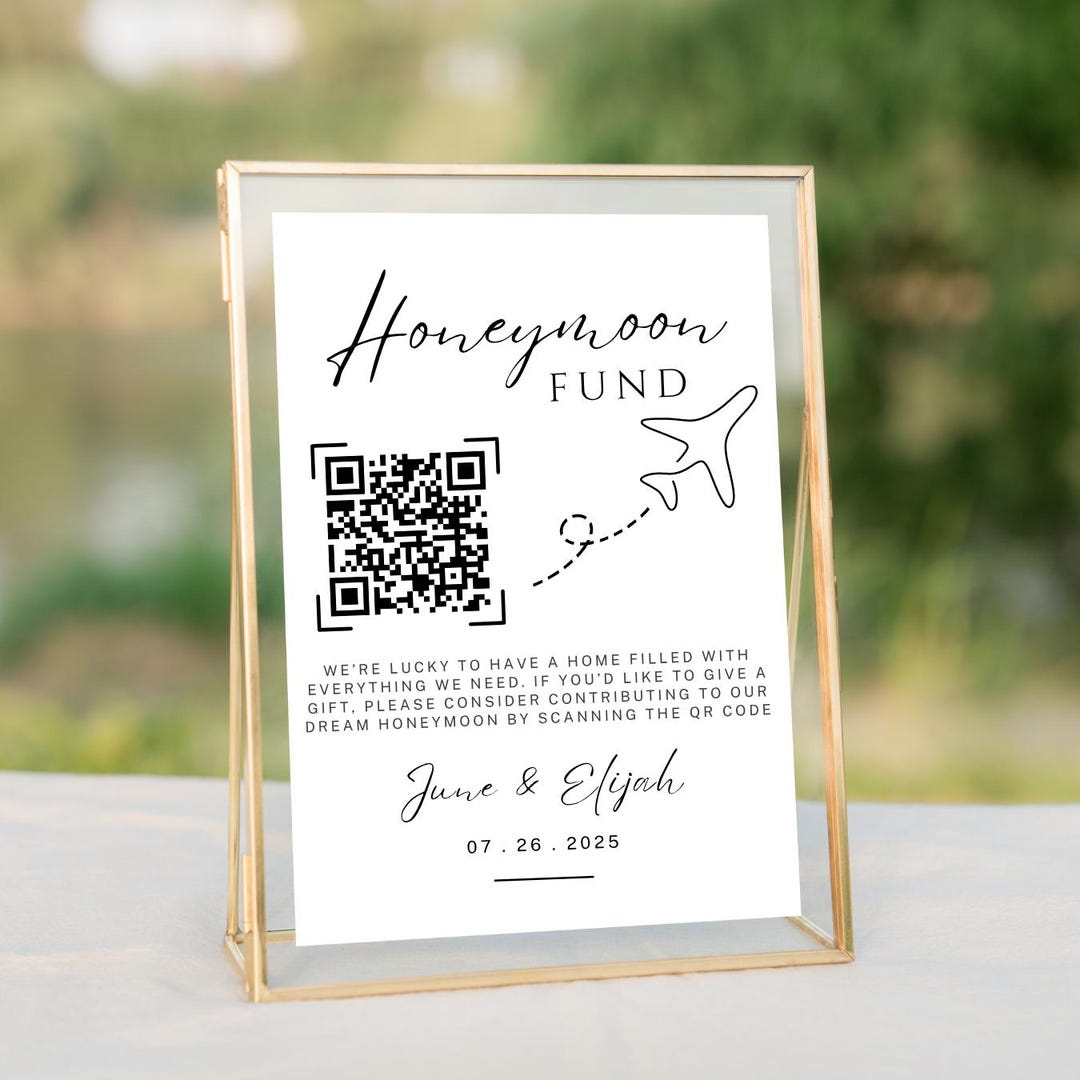 Wedding QR Code Sign Canva Template | Honeymoon Fund Printable | Scan ...