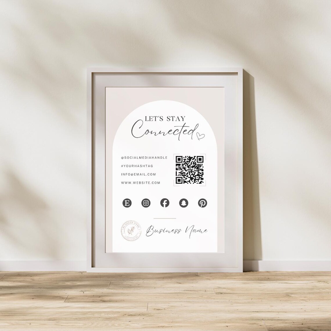 Social Media Sign Template, Custom QR Code Canva Template, Connect With ...