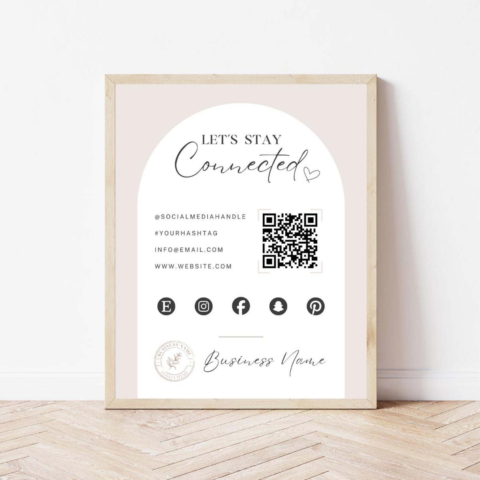 Social Media Sign Template, Custom QR Code Canva Template, Connect With ...
