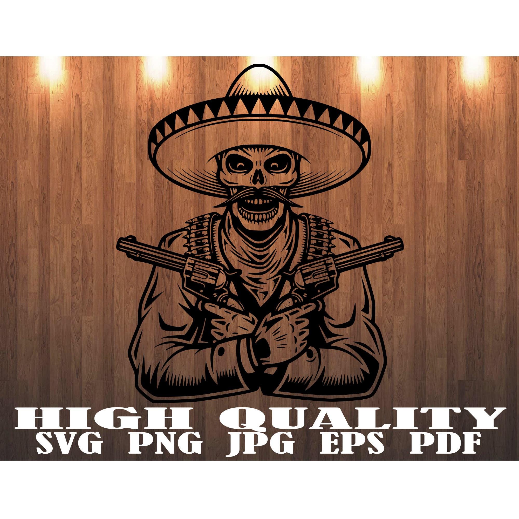 Mexican Day of the Dead Skull Svg, Skeleton Holding Guns Svg, Revolver ...