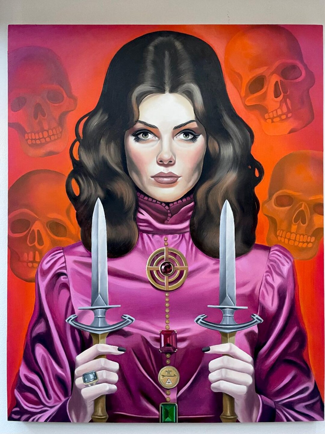 Tarot / Fortune Teller Oil Painting on Wood Panel / "madame Two Swords ...