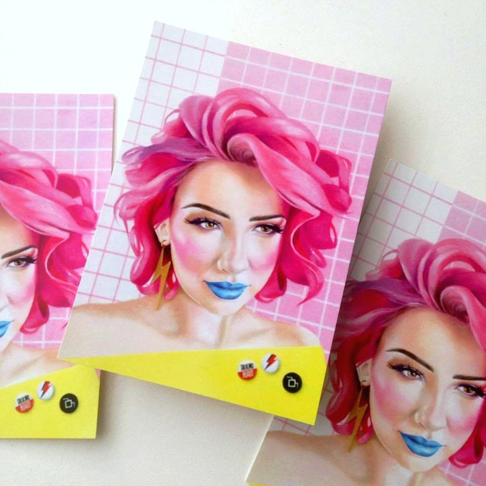 5 X Postcards Rad 80s 90s Graphics Teen Pink Hair N Pins / - Etsy