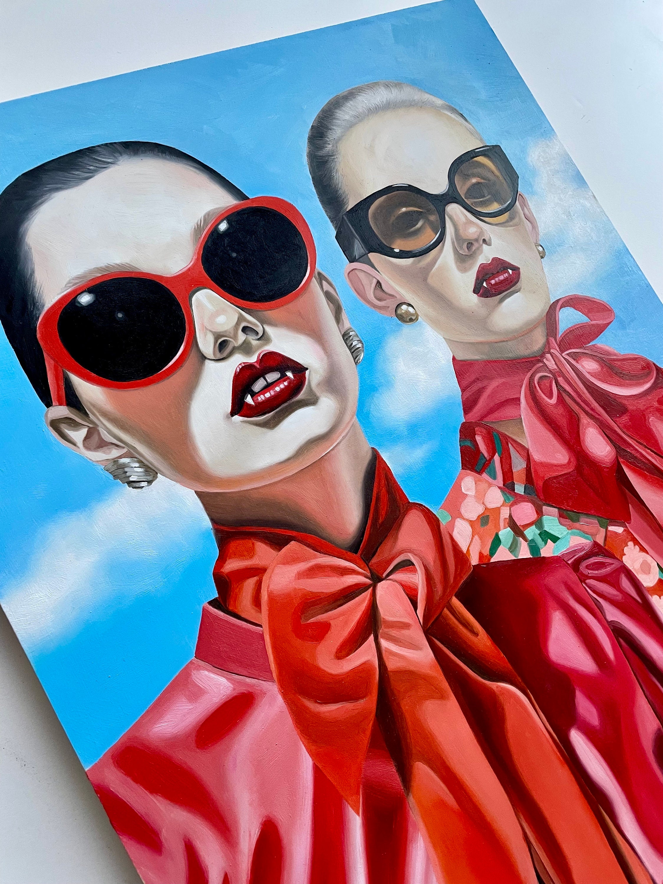 RESERVE Lisa PART PAYMENT 2 Vampire Oil Painting on Wood Panel / ladies ...