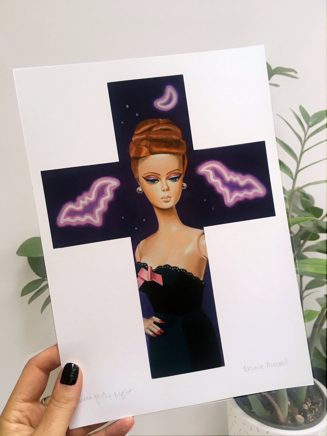Vampire Silkstone Doll / A4 Art Print / 'queen of the Night' / Neon ...