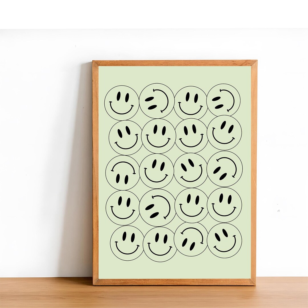 Smiley Face Printable, Trendy Prints, Printable Wall Art, Retro Prints ...