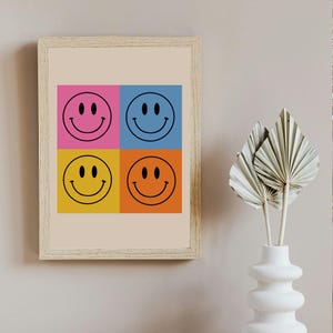 Happy Vibes Poster, Smiley Face Poster, Happy Wall Art Positive Quotes ...