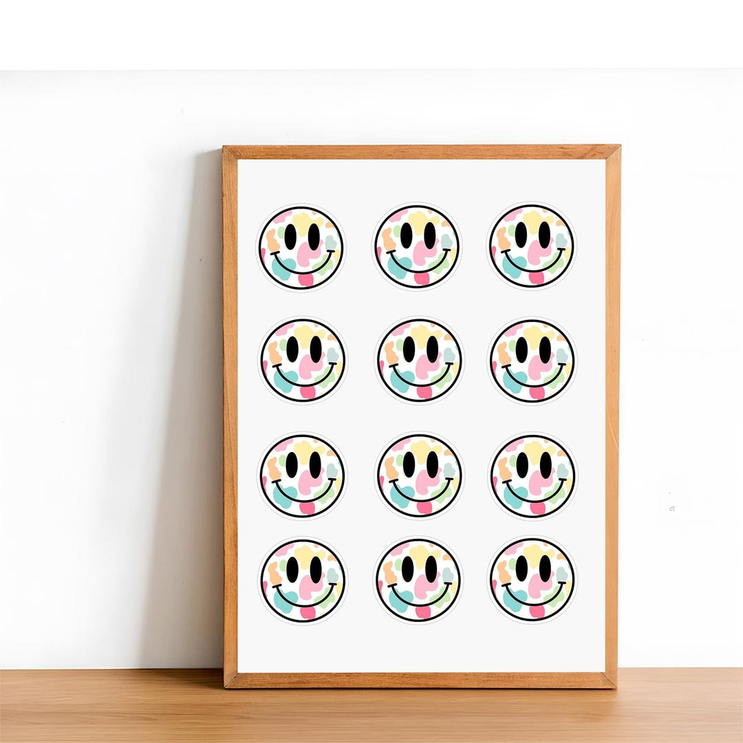 Digital Downloads | Smiley Faces Art Print | Cute Wall Art | Living ...