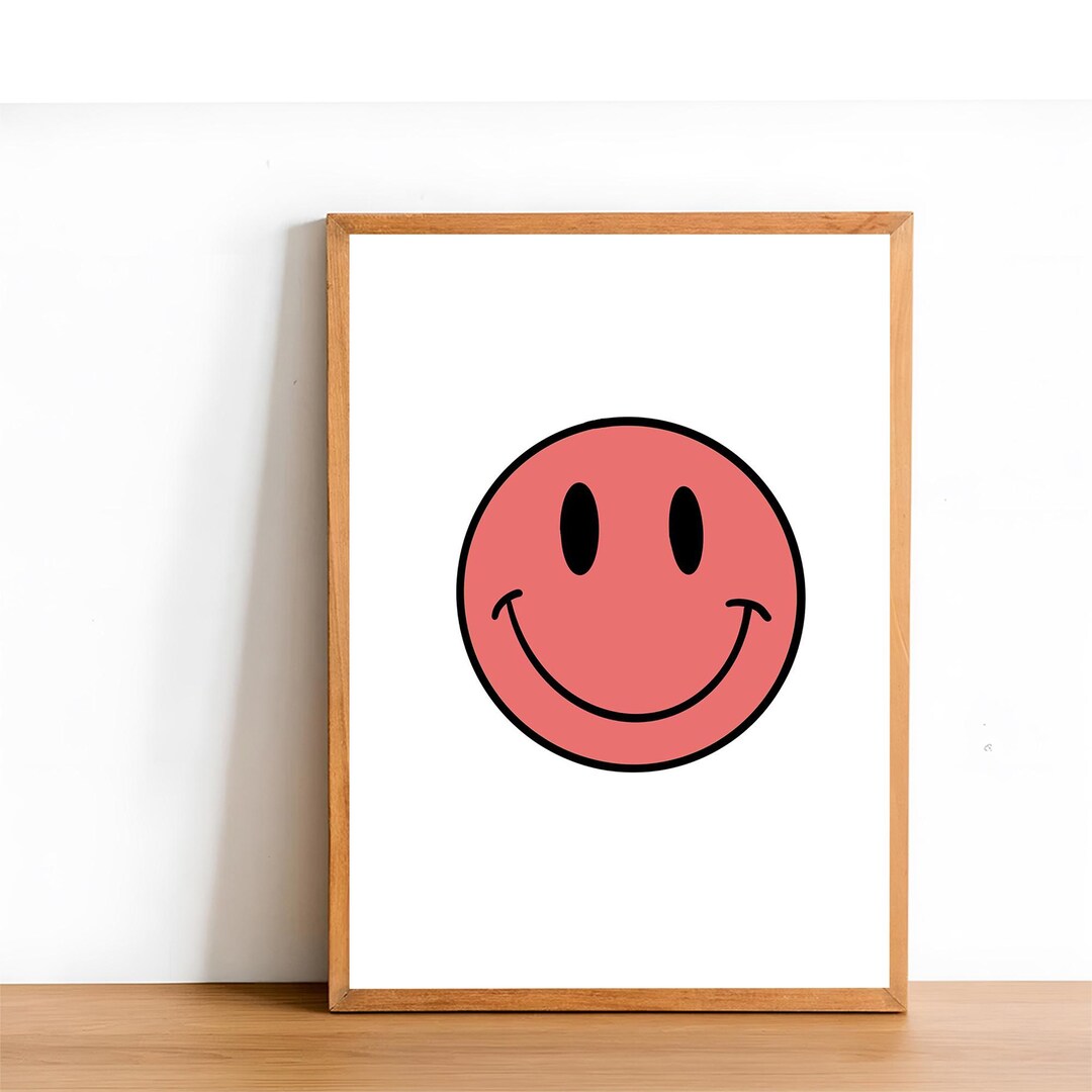Smiley Face Print | Happy Face Wall Art | Retro Smiley Face Art | Happy ...