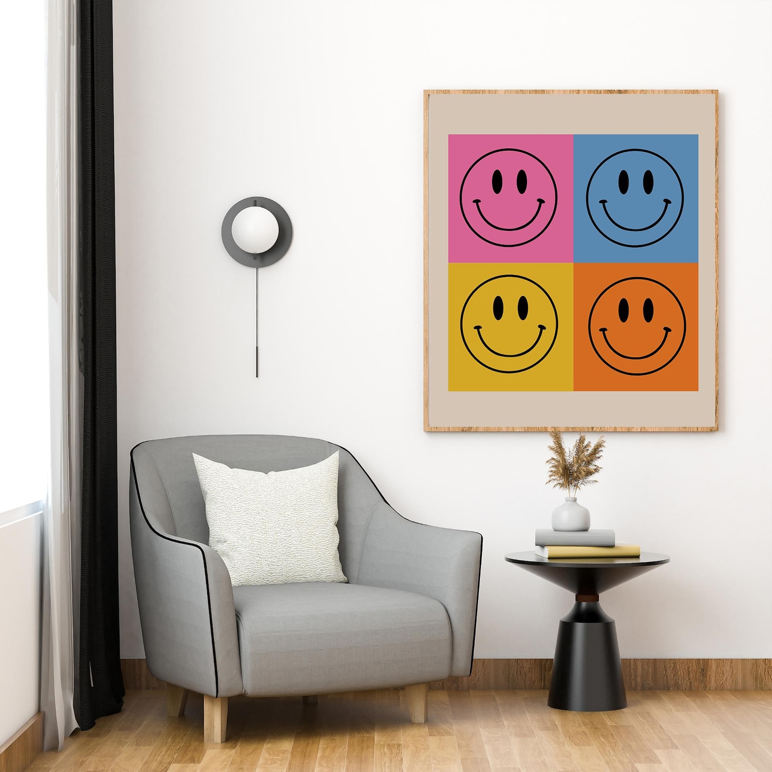 Happy Vibes Poster, Smiley Face Poster, Happy Wall Art Positive Quotes ...