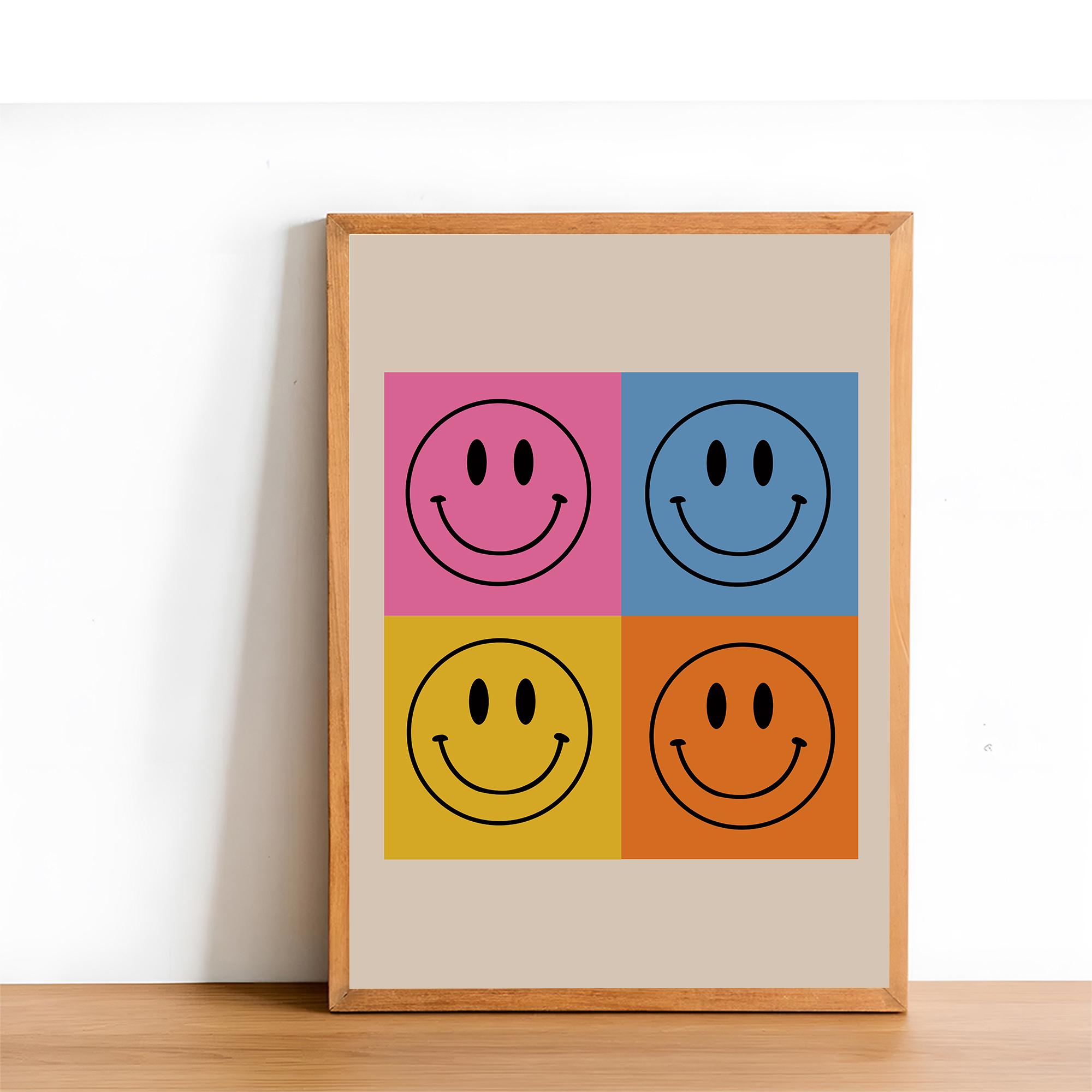 Happy Vibes Poster, Smiley Face Poster, Happy Wall Art Positive Quotes ...