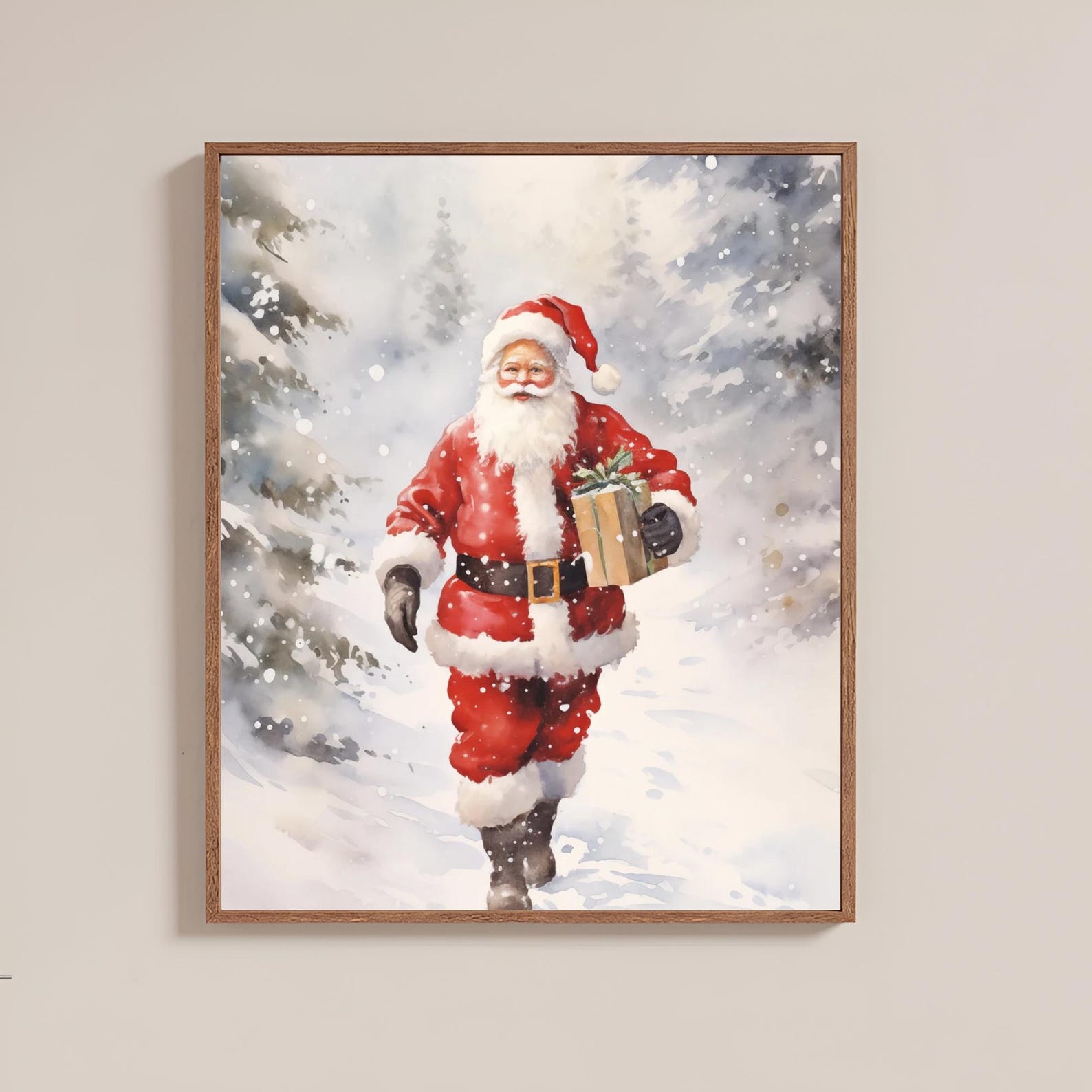 Santa Claus Printable Painting, Vintage Christmas Wall Art, Holiday ...