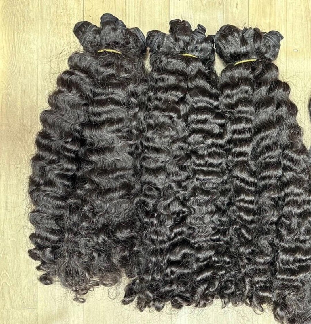 Kinky Curly Raw Double Drawn Hair on Weft Extension Weave Hair 100% Raw ...