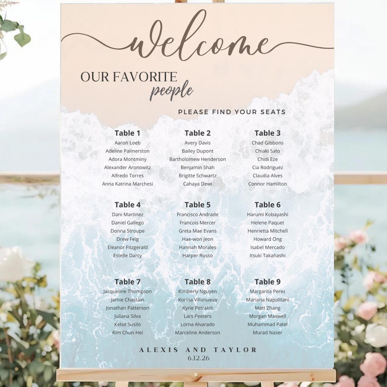 Coastal Wedding Seating Sign Bundle New England Wedding Seating Chart ...