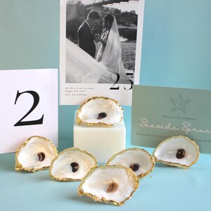 Gold Leaf Oyster Shell Photo Holder Home Decor Table Number Card Holder ...