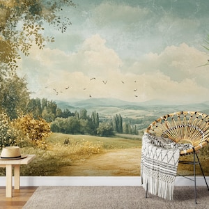 Vintage English Countryside Murals Wallpaper, Oil Painting Rural ...