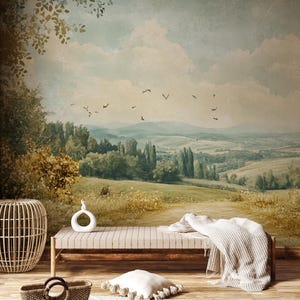 Vintage English Countryside Murals Wallpaper, Oil Painting Rural ...