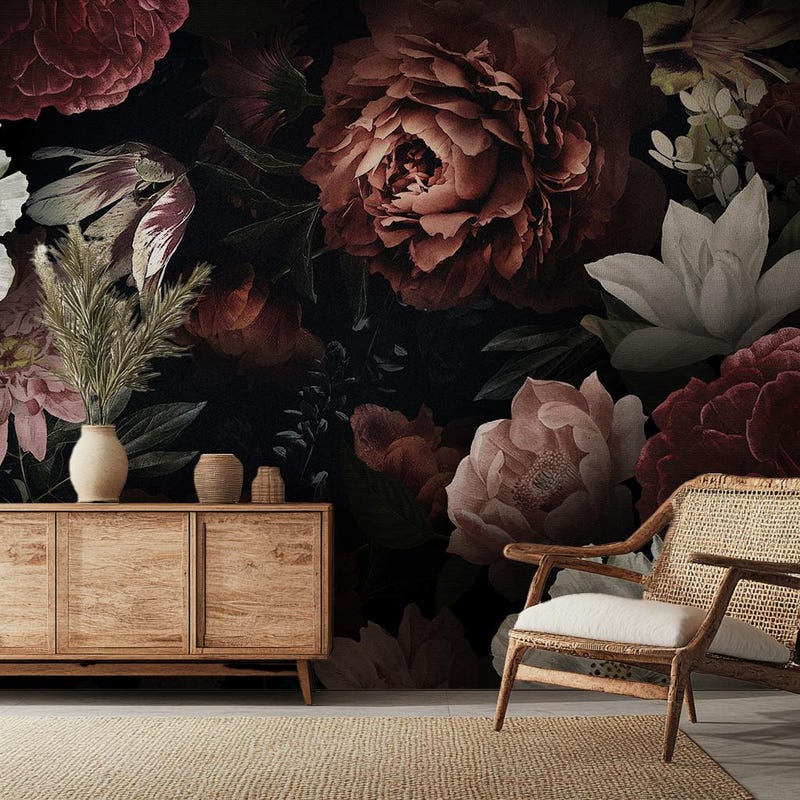 Peony Cherry Wallpaper - Etsy UK