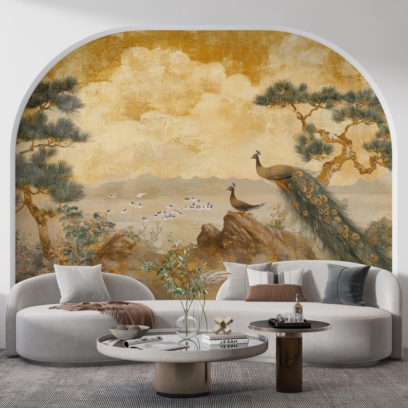 Vintage Chinoiserie Wallpaper Murals, Landscape Wallpaper,peel and ...