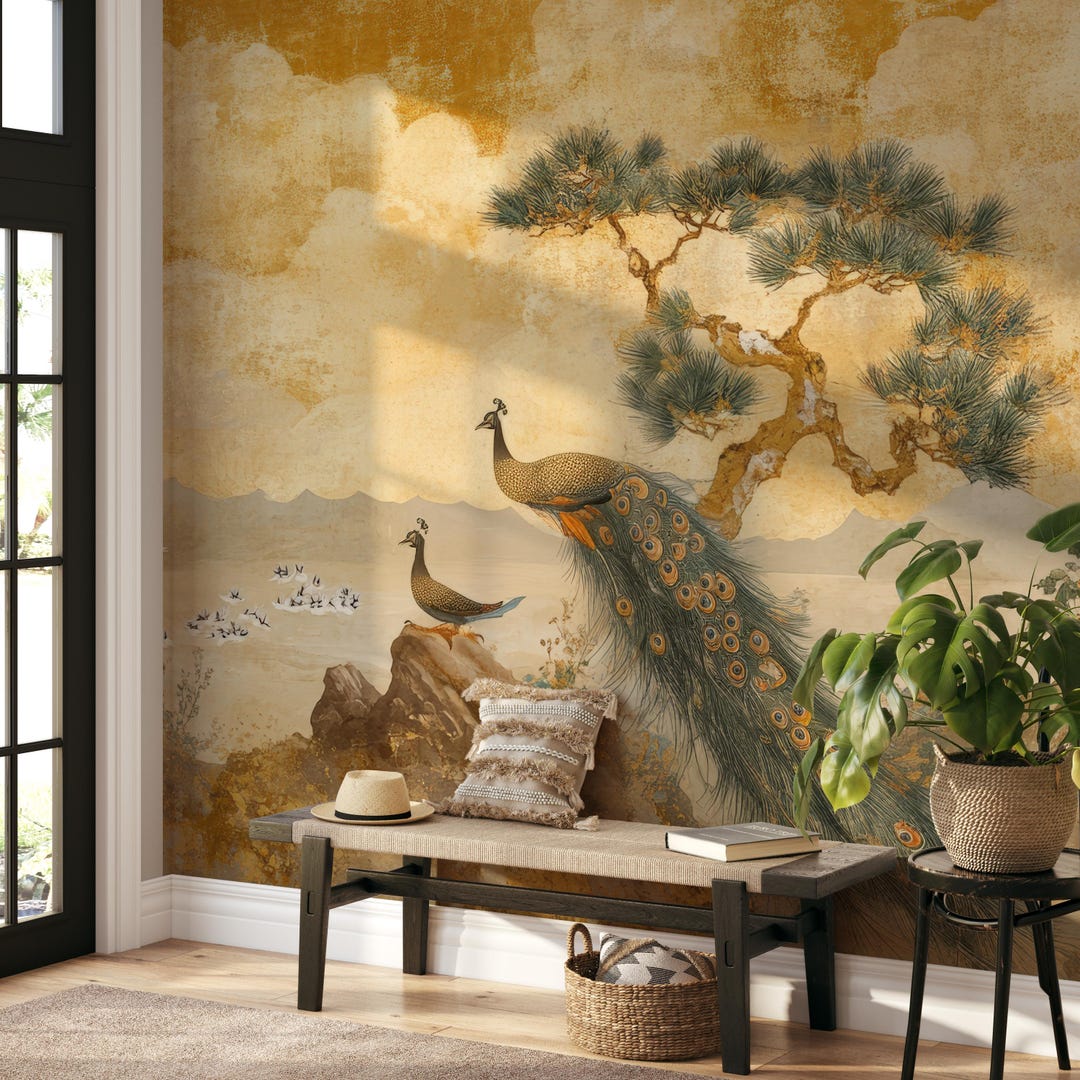 Vintage Chinoiserie Wallpaper Murals, Landscape Wallpaper,peel and ...
