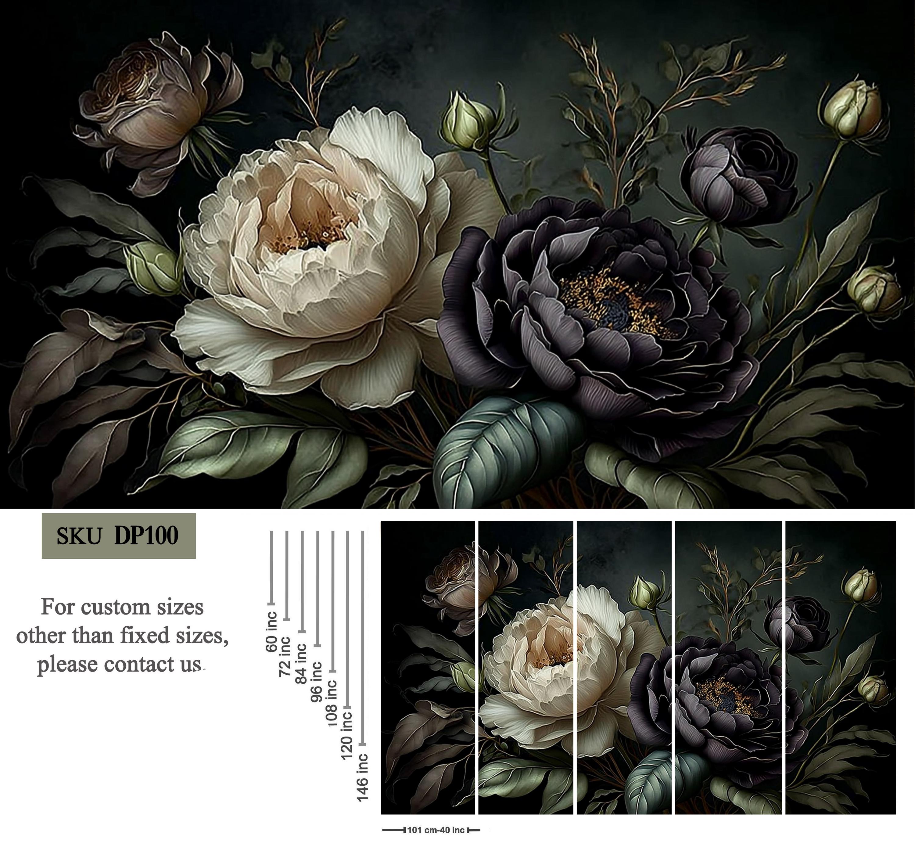 Dark Gothic Peony Floral Peel and Stick Wallpaper, Victorian Baroque ...
