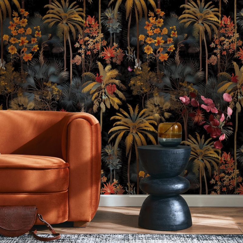 Dark Tropical Wallpaper - Etsy UK