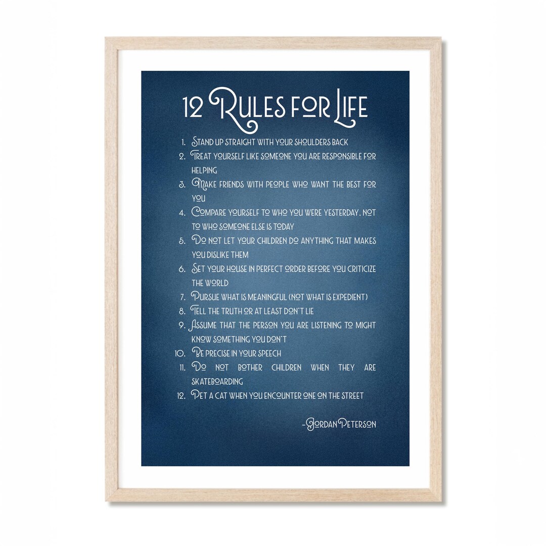 12 Rules for Life Art Print: Jordan Peterson Book Quotes (digital ...