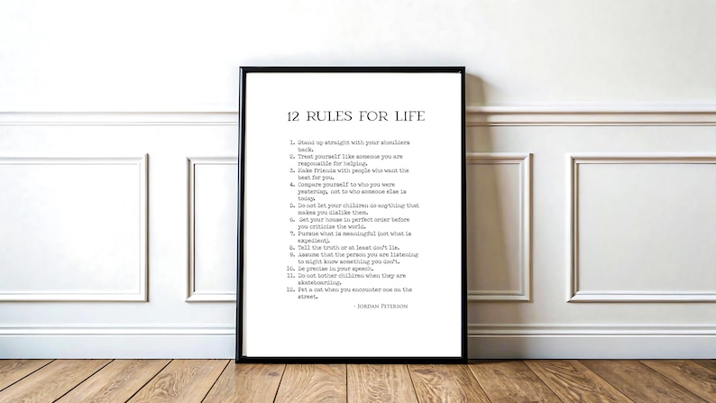 12 Rules for Life Art Print: Jordan Peterson Book Quotes (digital ...