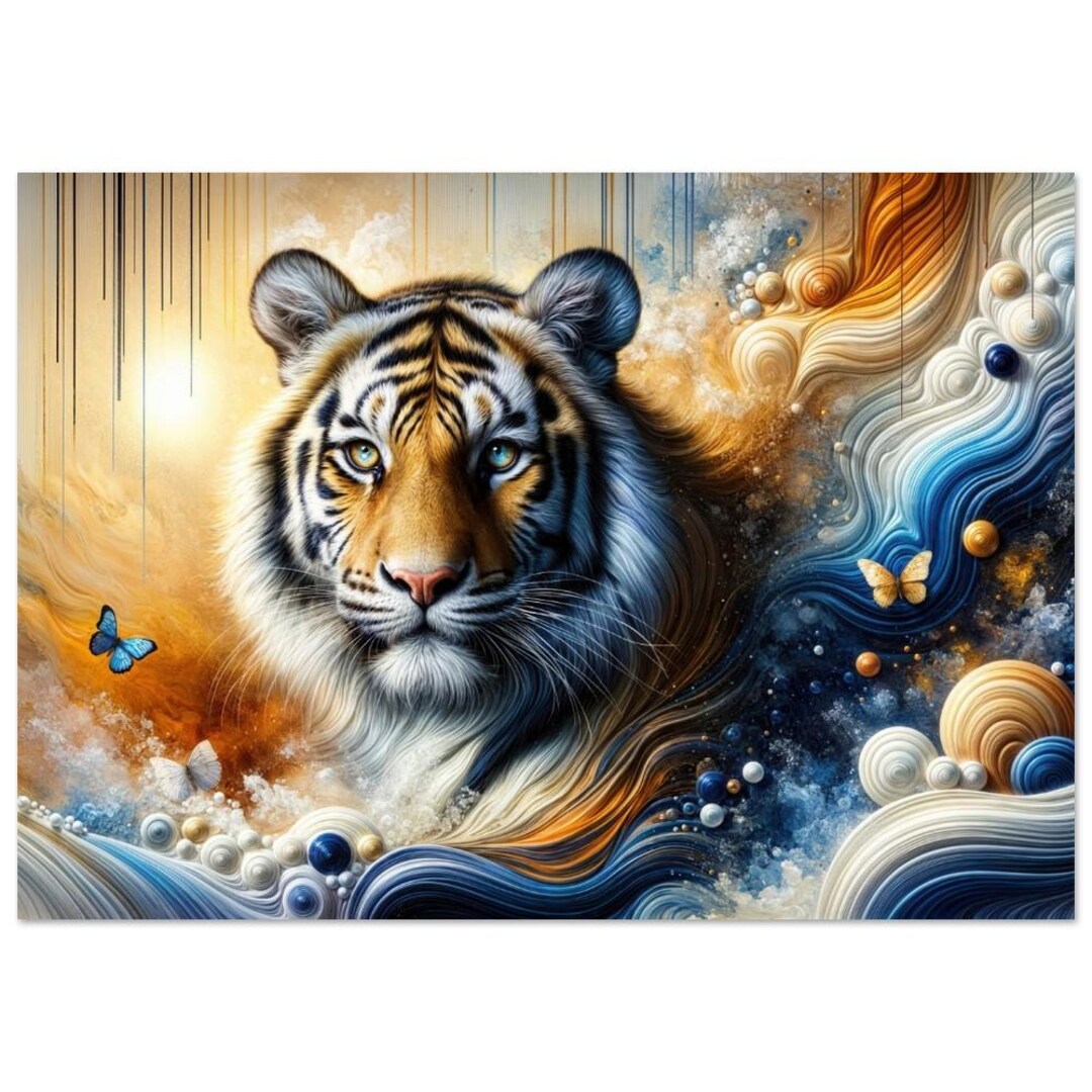 Siberian Tiger: the King in Cobalt Blue and Golden Shine - Etsy