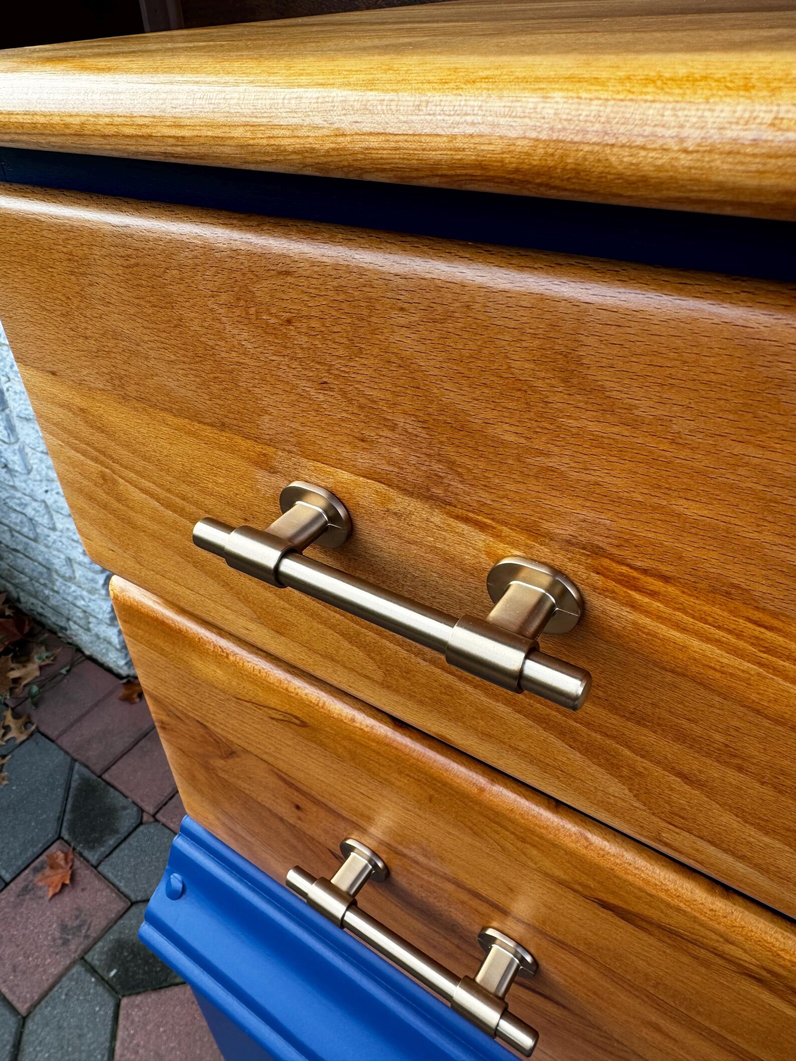 Refurbished Cobalt Blue Tallboy Dresser: Champagne Brass Hardware - Etsy