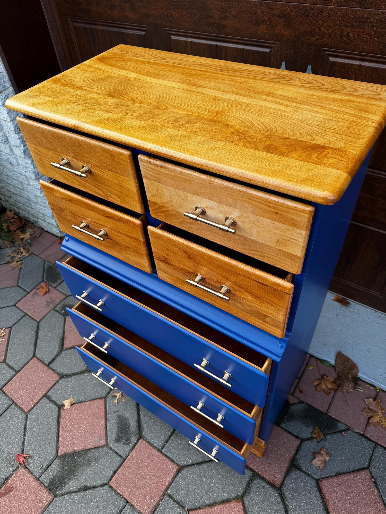 Refurbished Cobalt Blue Tallboy Dresser: Champagne Brass Hardware - Etsy