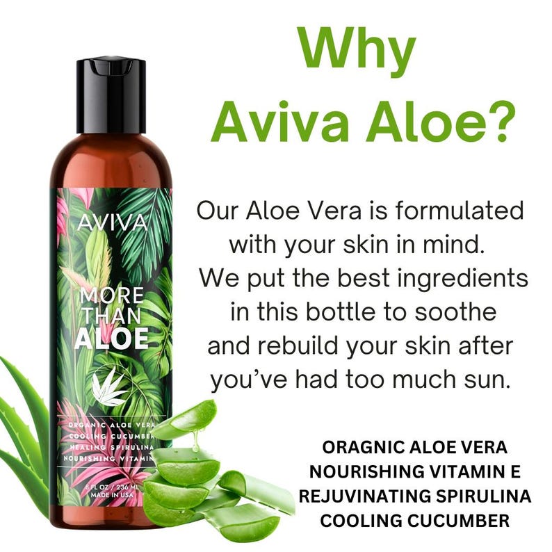 Aviva Aloe Vera Gel – Sun Burn Relief – After Sun Moisturizer – Cooling ...