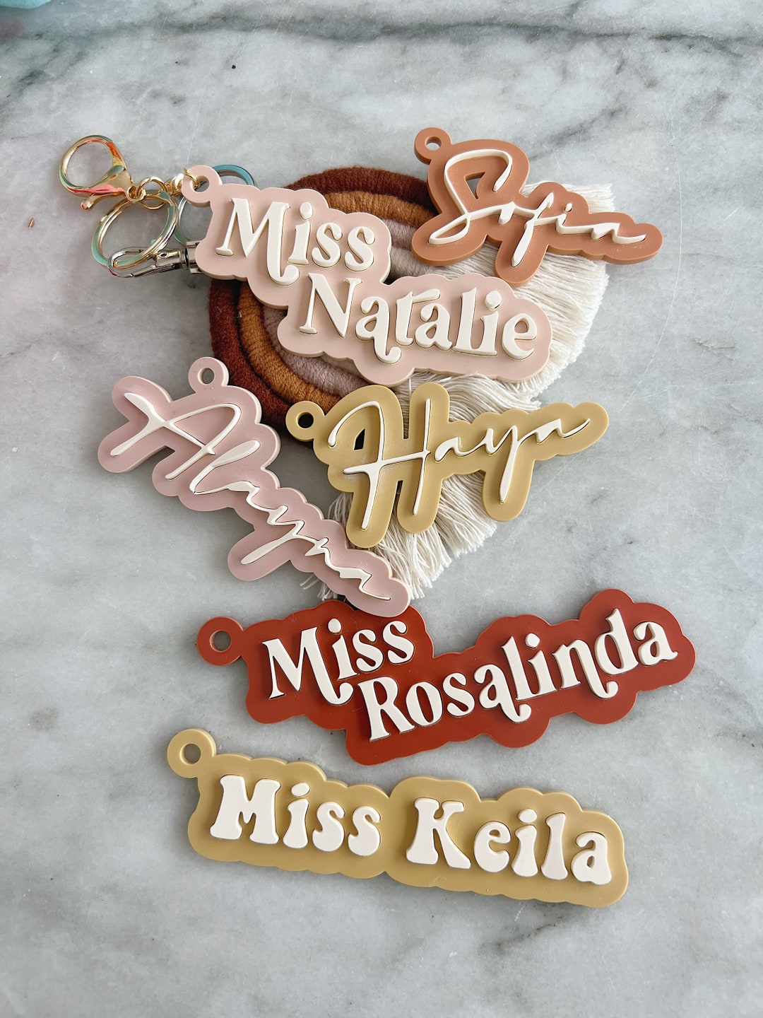 Custom Acrylic Keychain, Name Tag- Earth Tones - Etsy