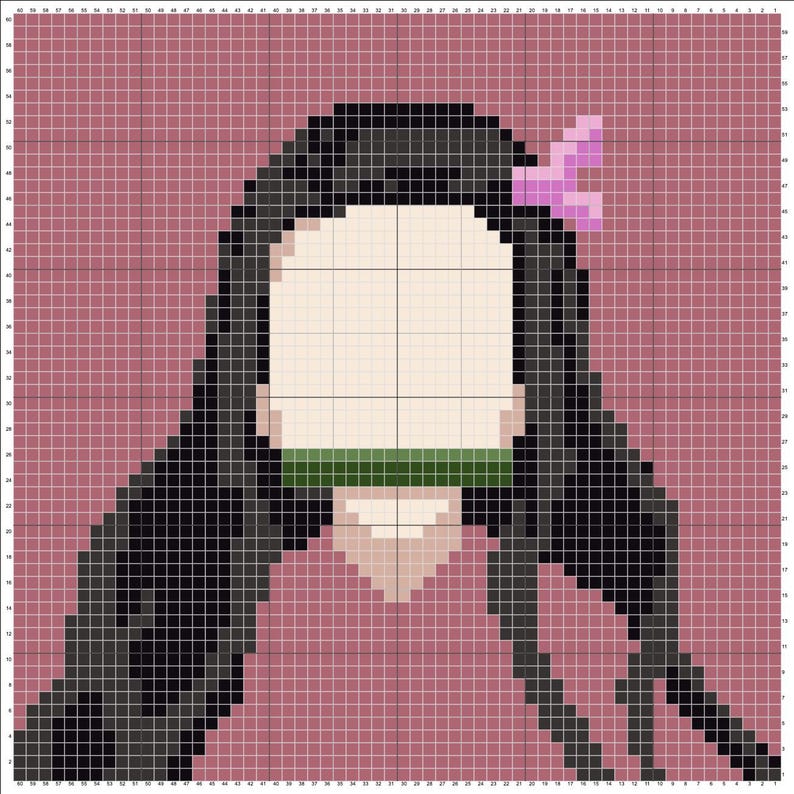 Nezuko Kamado Silhouette 60x60 Alpha Crochet Pattern - Etsy