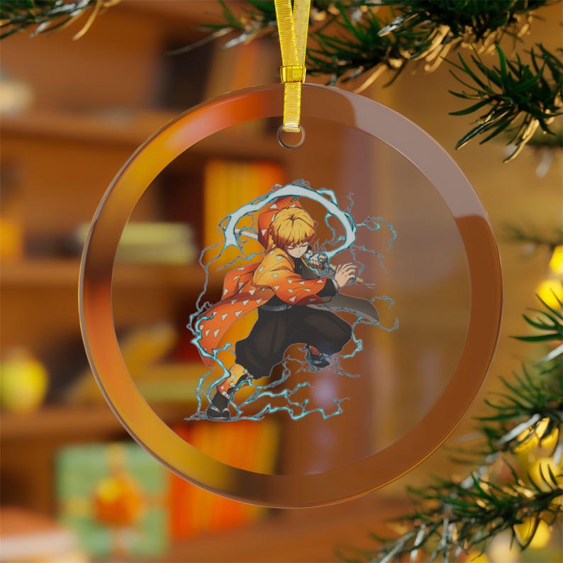 Zenitsu Agatsuma Glass Ornament, Demon Slayer, Christmas Tree ...