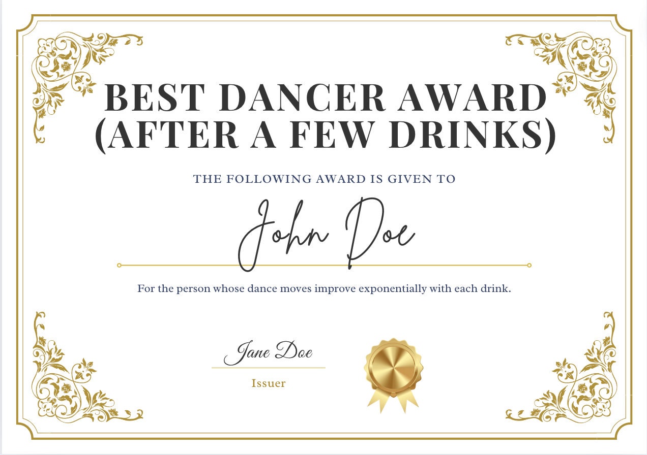 50 Funny Printable Awards for Friends | Funny Work Awards | Hilarious ...